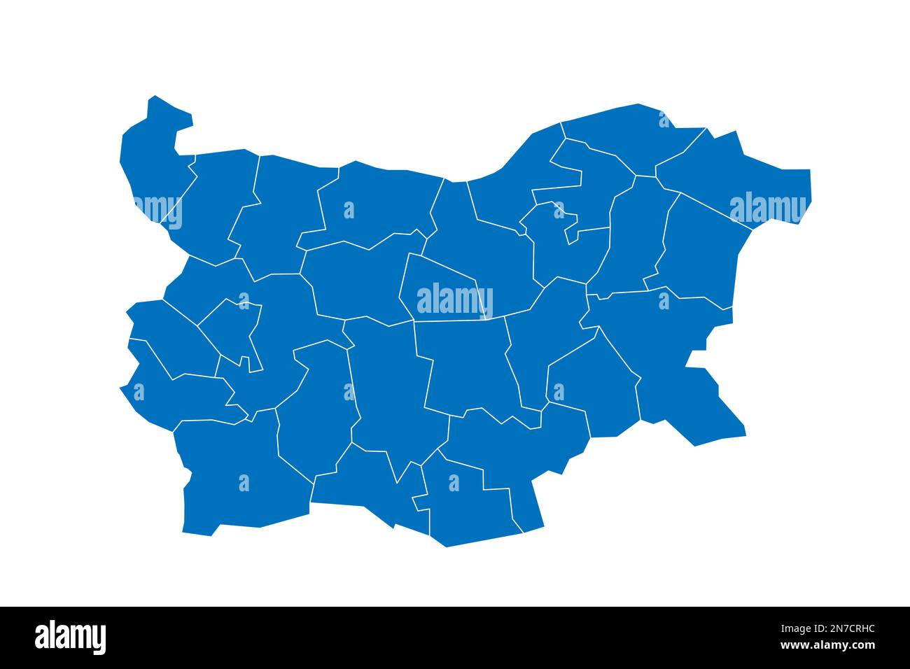 Bulgaria political map of administrative divisions - provinces and regions. Solid blue blank ...
