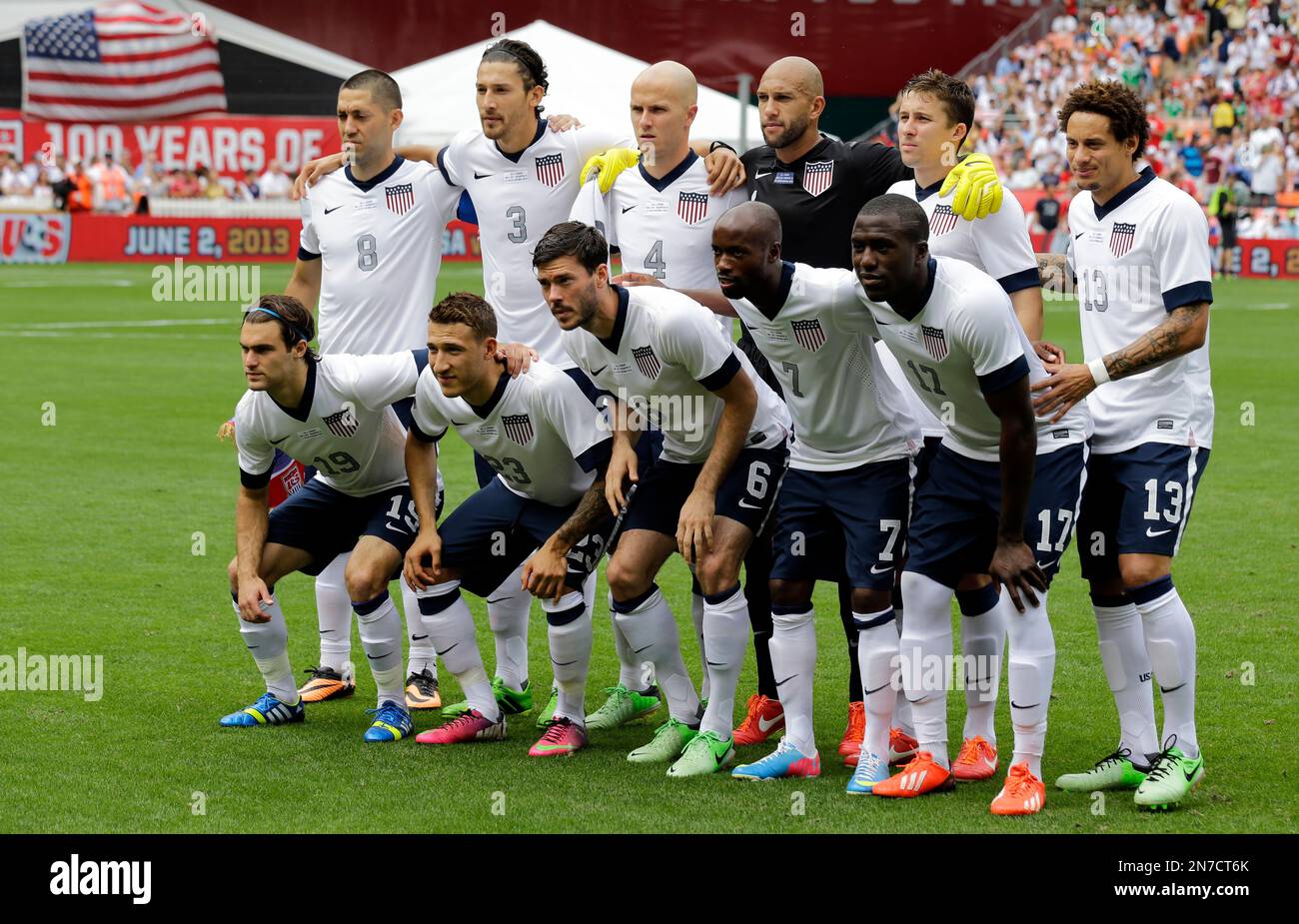 The U.S. team poses for a team photo before an international friendly ...