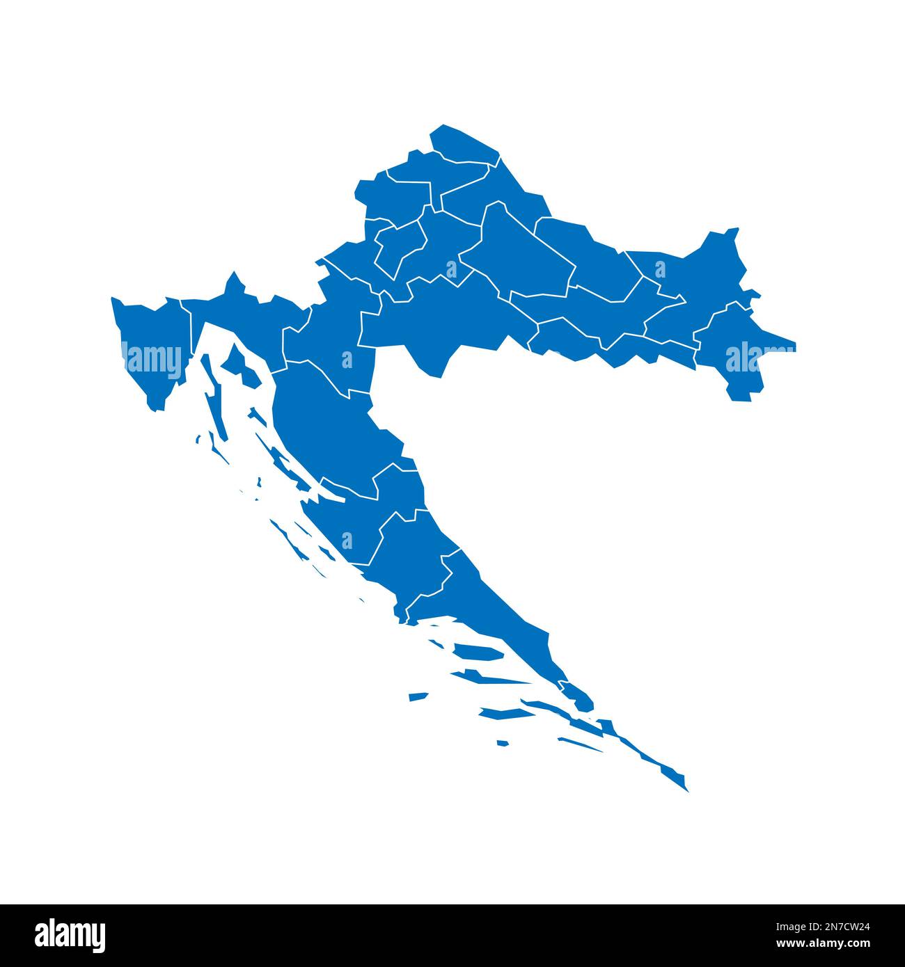 Croatia political map of administrative divisions - counties. Solid ...