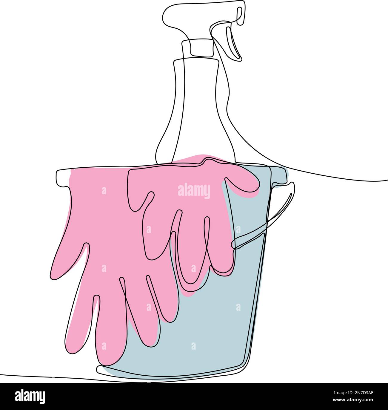 Continuous one line drawing of bottles for liquid laundry detergent ...