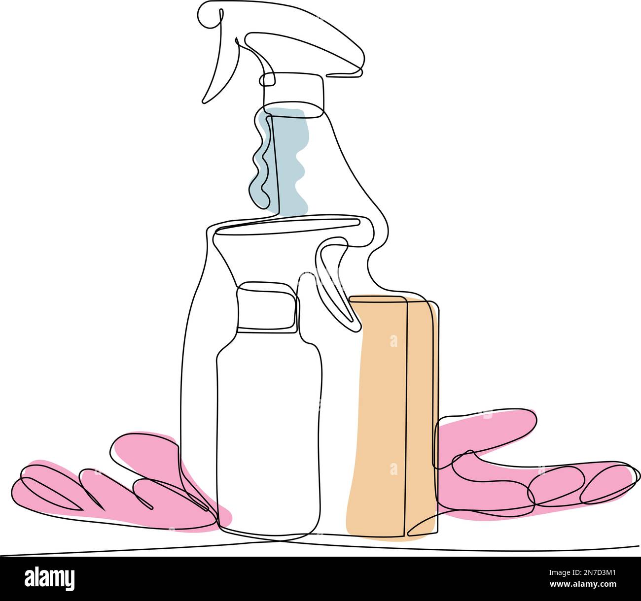 Continuous one line drawing of bottles for liquid laundry detergent ...