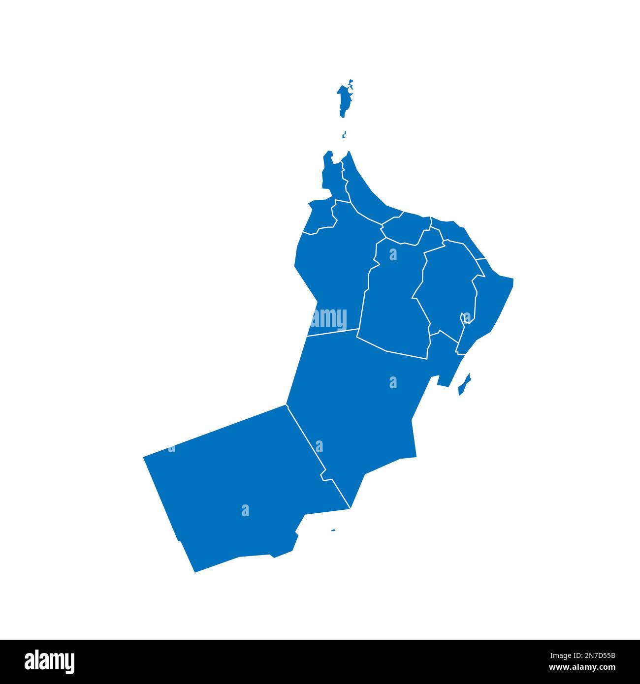 Oman political map of administrative divisions - governorates. Solid ...