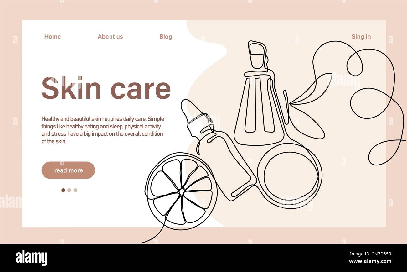 Skin care concept. Landing page template. Morning routine. Bath time ...