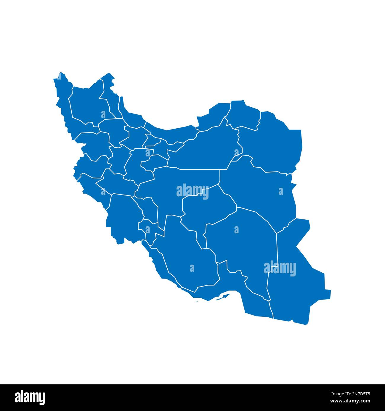 Iran political map of administrative divisions - provinces. Solid blue blank vector map with ...