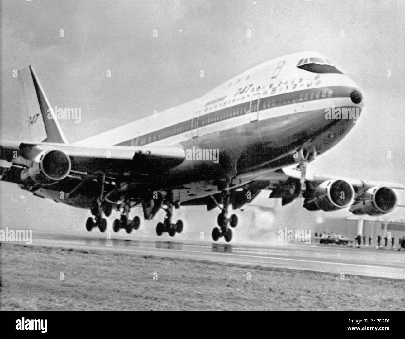 A Boeing 747 jumbo jet plane taking off for its first flight at the ...