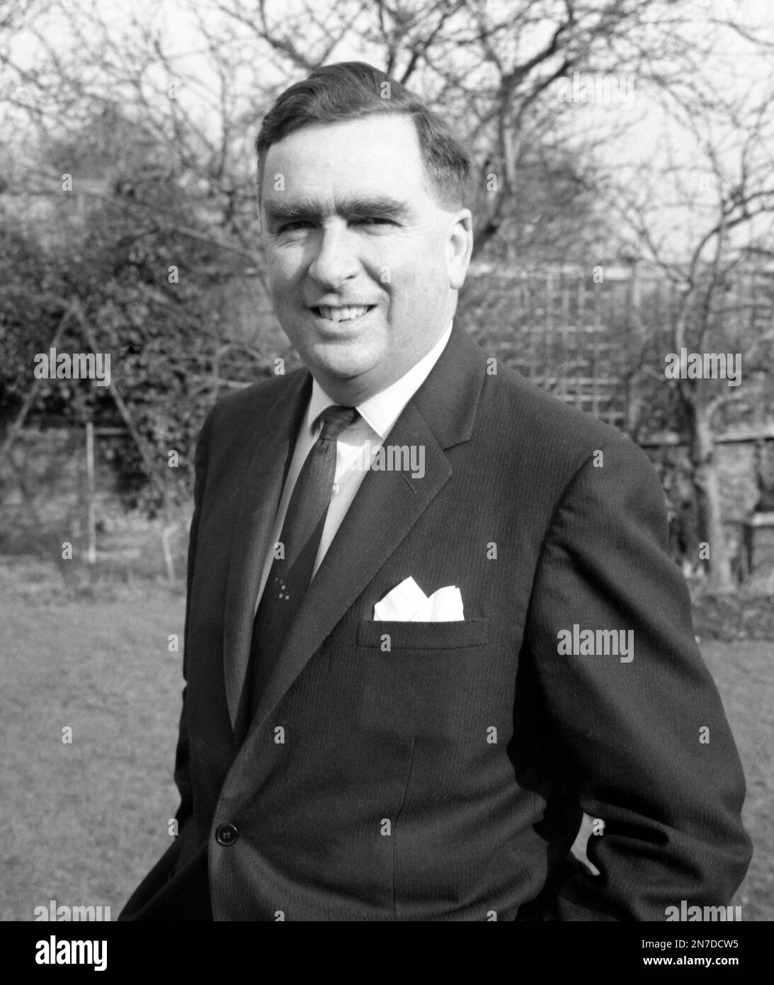 Labour Member of Parliament Denis Healey, in the garden of his home in ...