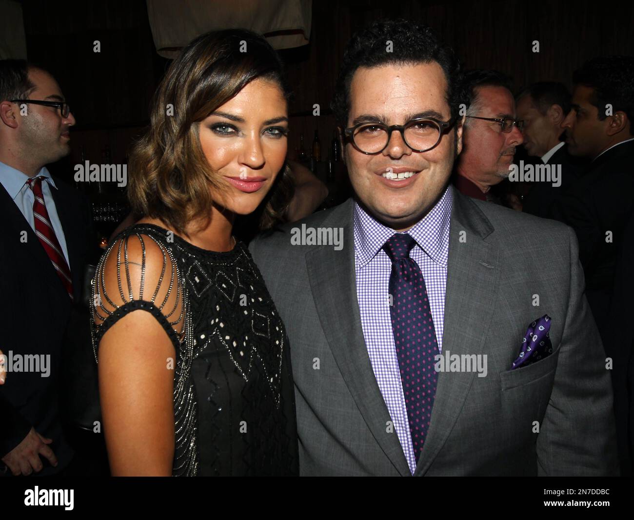 Josh Gad, right, and Jessica Szohr attend the after party for the world ...