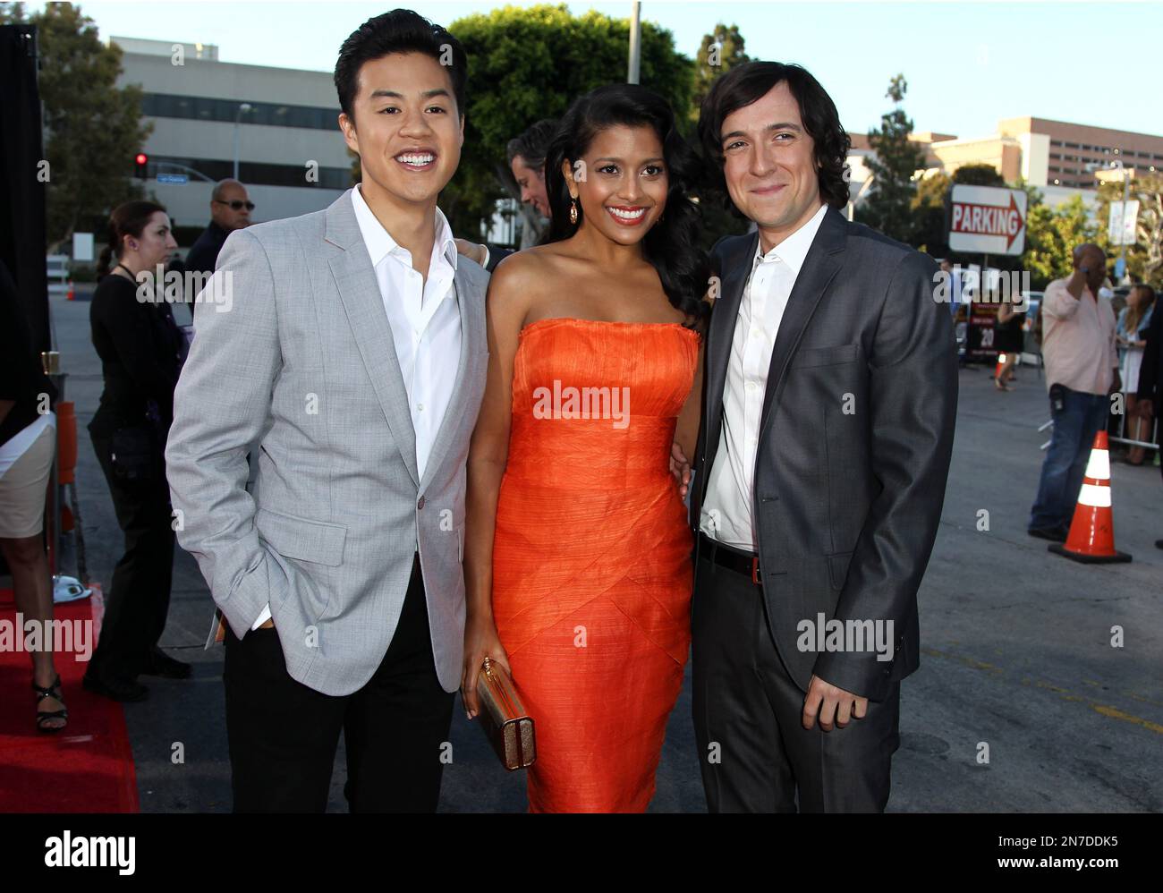 Josh Brener, right, Tiya Sircar, center, and Tobit Raphael pose ...