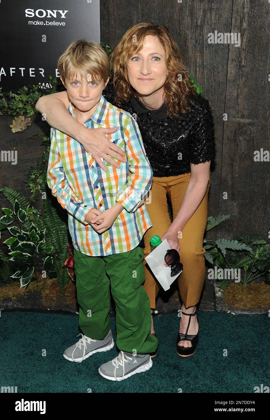 Actress Edie Falco poses with her son Anderson at the "After Earth ...