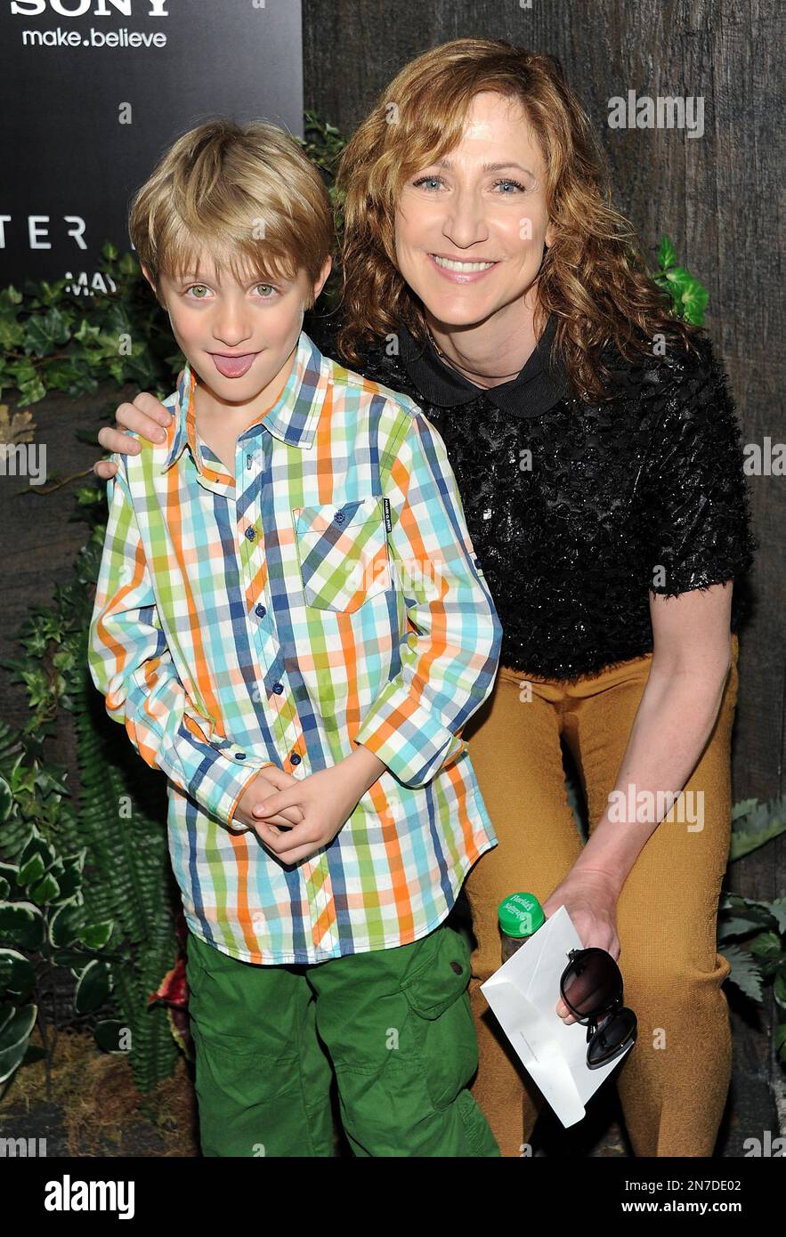 Actress Edie Falco poses with her son Anderson at the "After Earth ...
