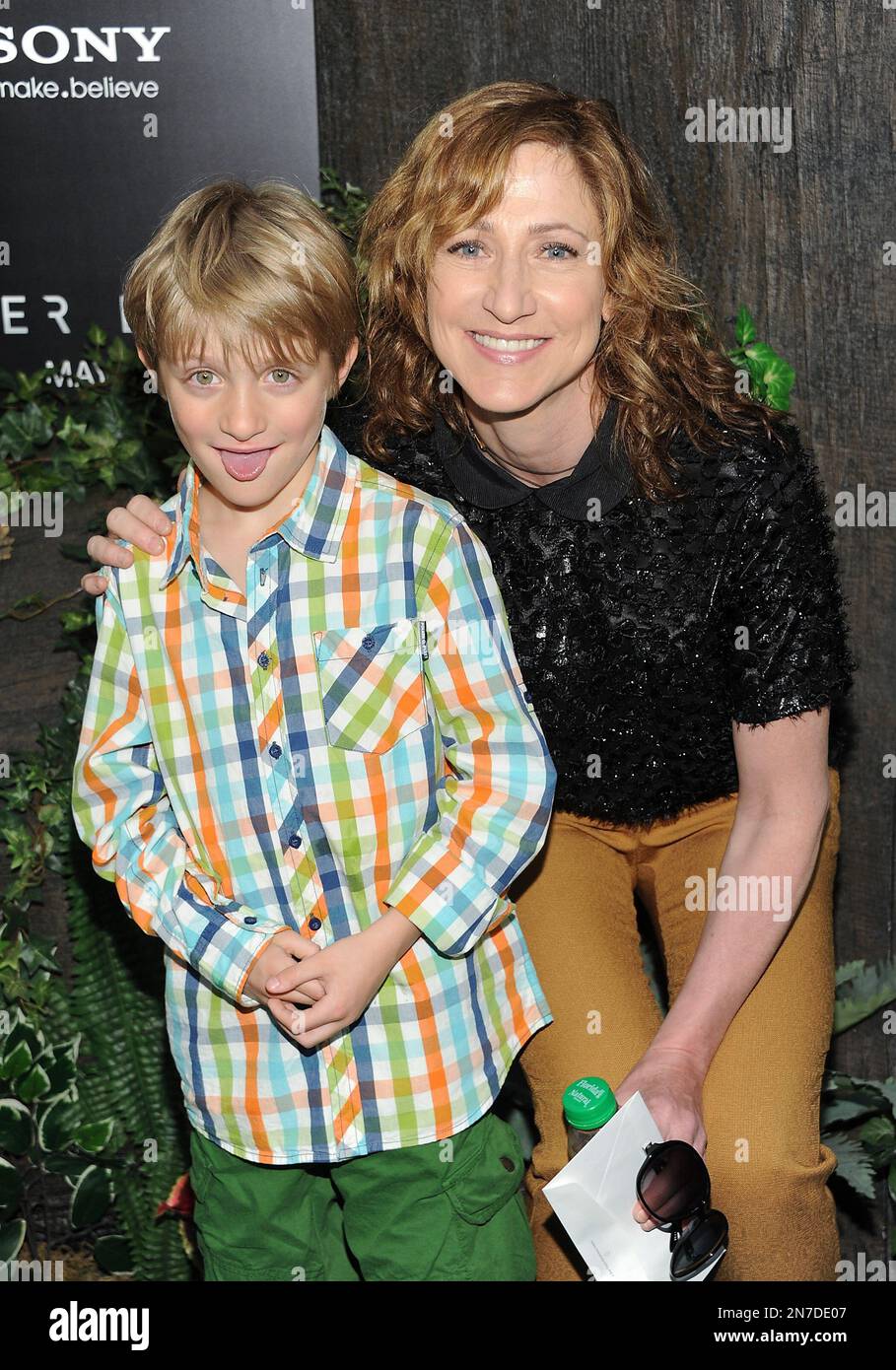Actress Edie Falco poses with her son Anderson at the "After Earth ...