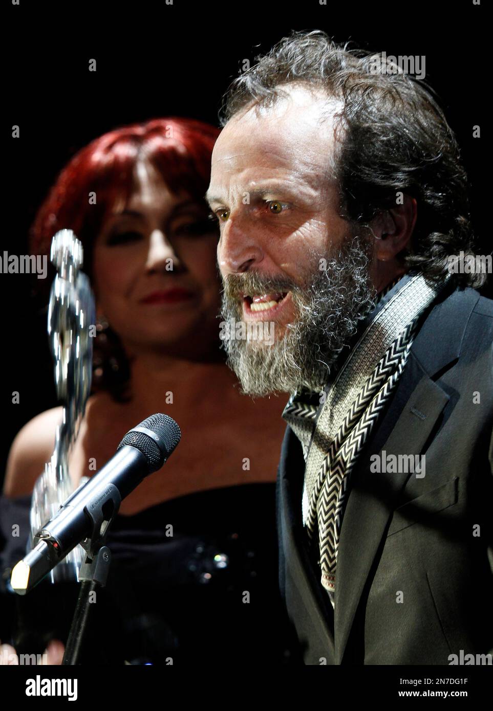 Mexican actor Daniel Gimenez Cacho accepts his Ariel award for best ...