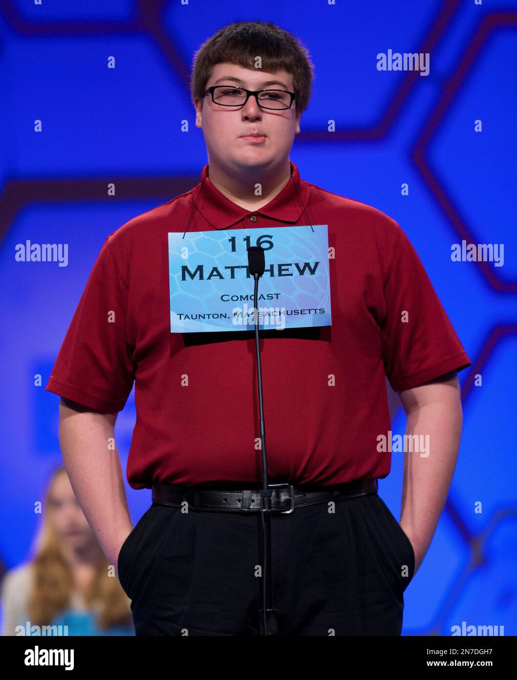 Matthew Donohue of Kingston, Mass., pauses before spelling the word ...