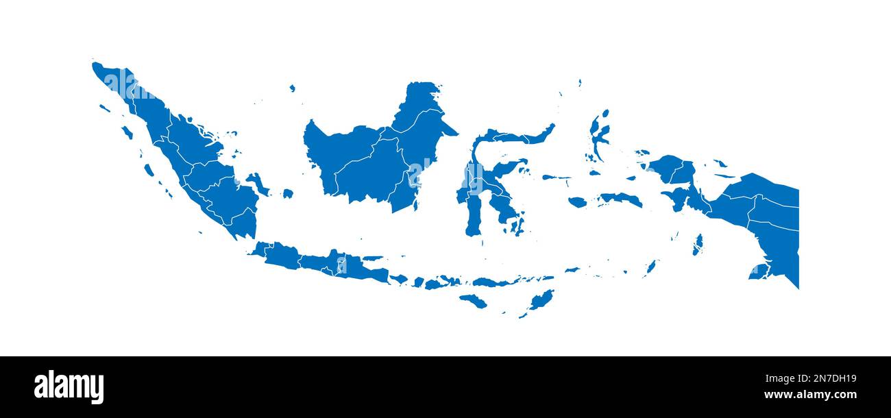 Indonesia political map of administrative divisions - provinces and special regions. Solid blue ...