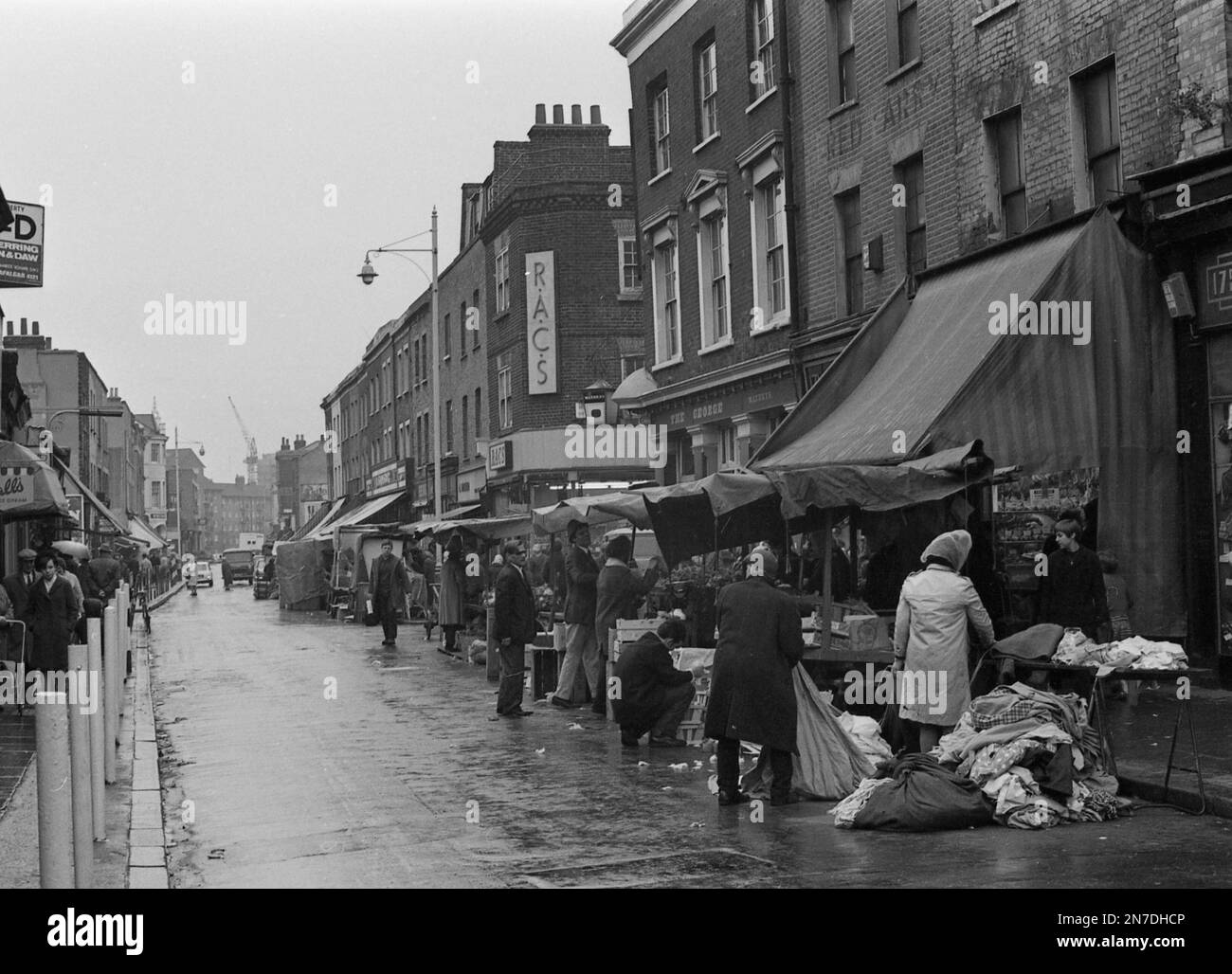 Shops and market stalls in the Lambeth Walk, London, in October 1967 ...