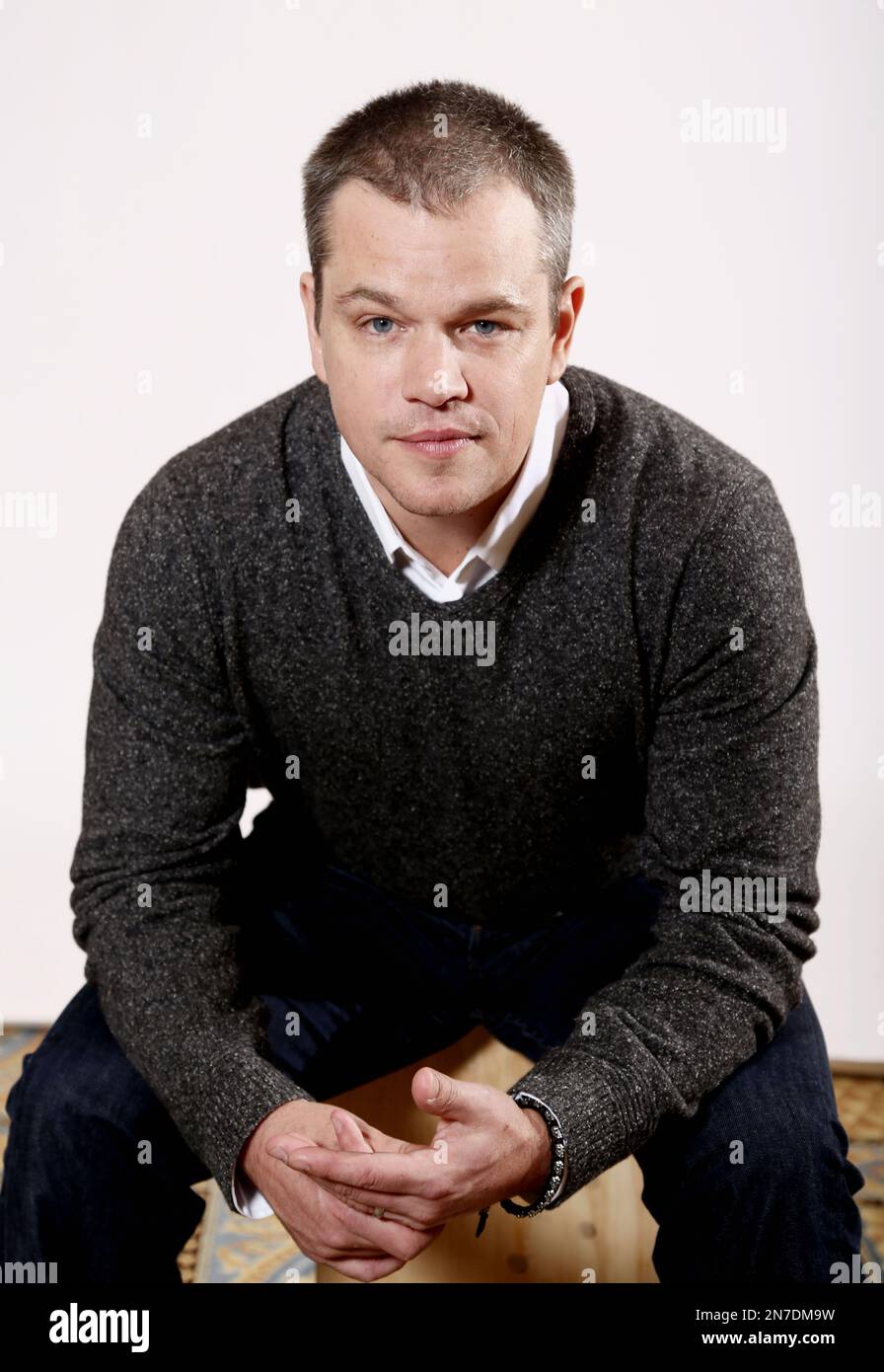 Actor Matt Damon, from the HBO film "Behind the Candelabra", poses for ...