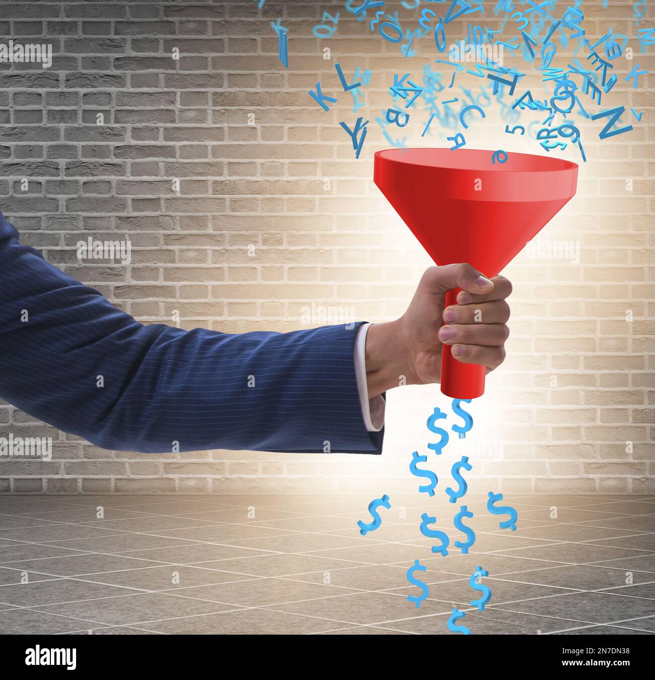 Data monetization concept with the funnel and businessman Stock Photo ...