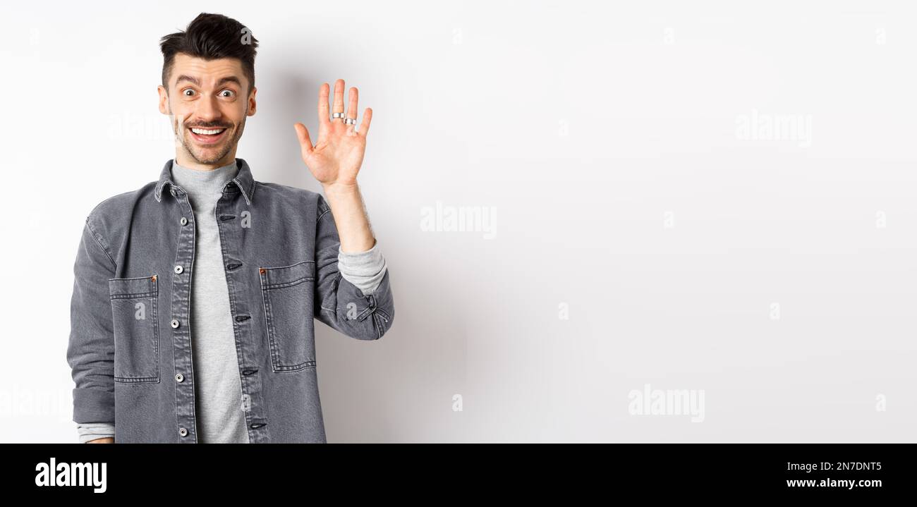 Office people saying hi hi-res stock photography and images - Alamy