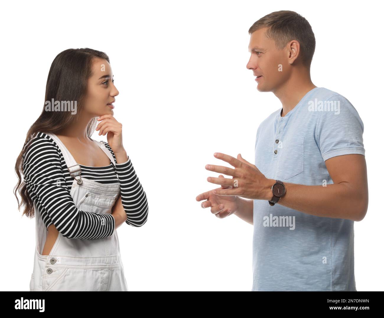 Couple talking young listening Cut Out Stock Images & Pictures - Alamy