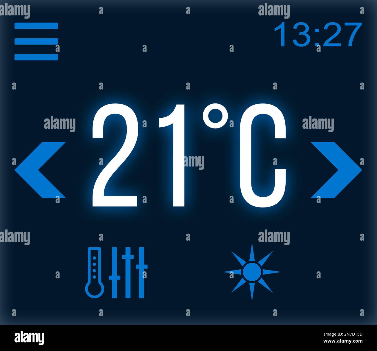 Heating control system. Application displaying temperature in house ...