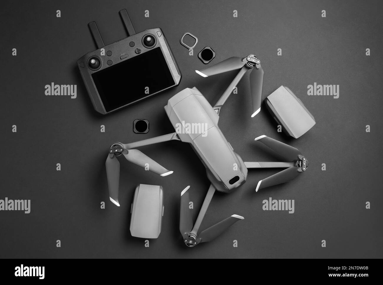 Drone professional cinema camera Black and White Stock Photos & Images ...