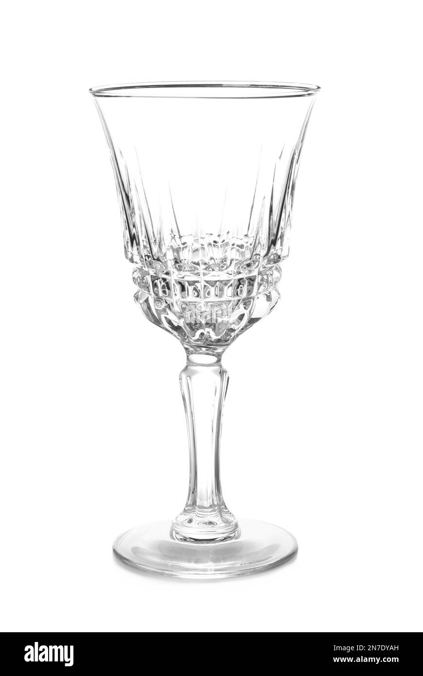 Empty clear glass for alcohol drink isolated on white Stock Photo - Alamy