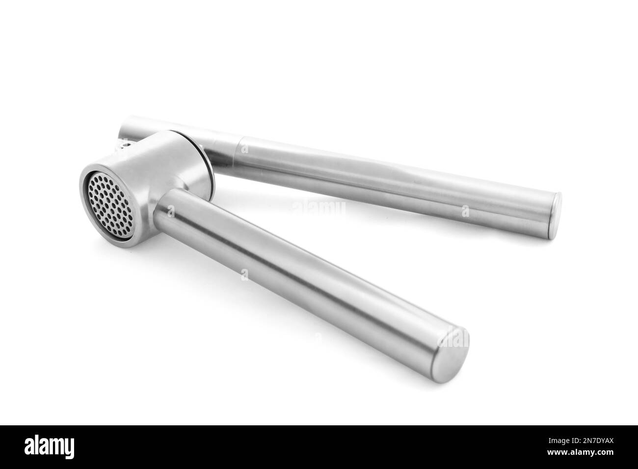 Garlic press isolated on white. Kitchen utensils Stock Photo - Alamy