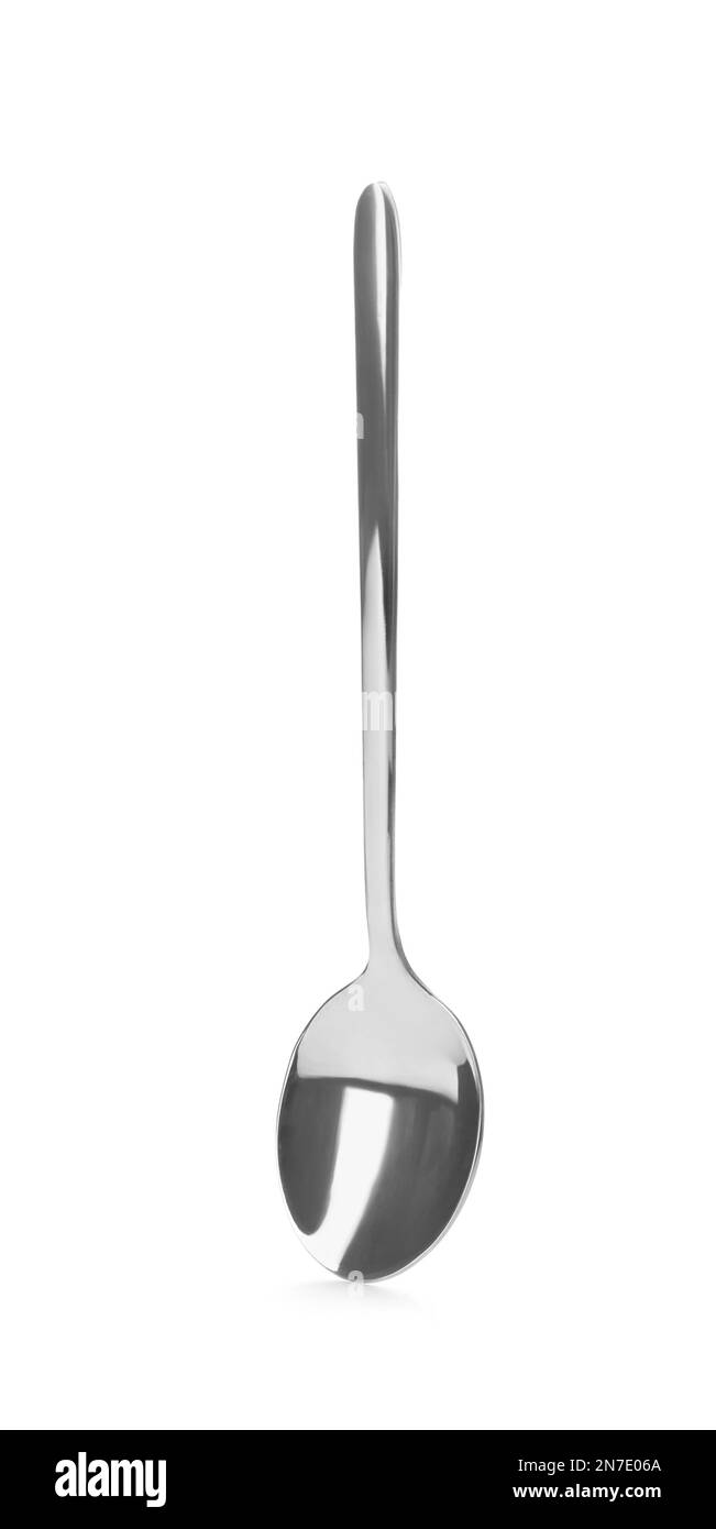 Clean shiny metal spoon isolated on white Stock Photo - Alamy