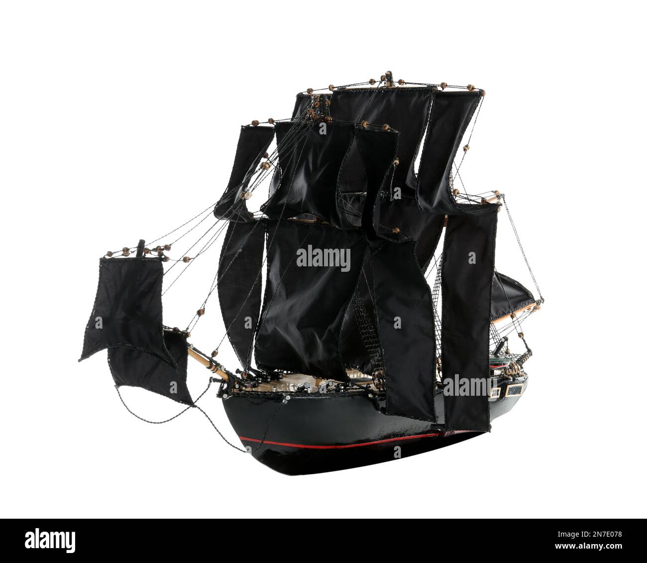 Beautiful small ship model isolated on white Stock Photo - Alamy