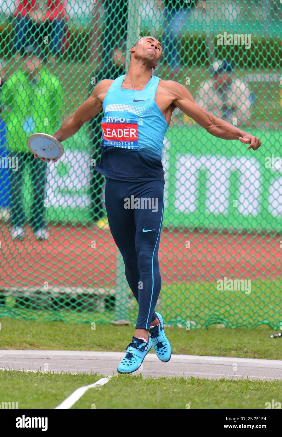 Canada's Damian Warner competes in the discus competition during the ...