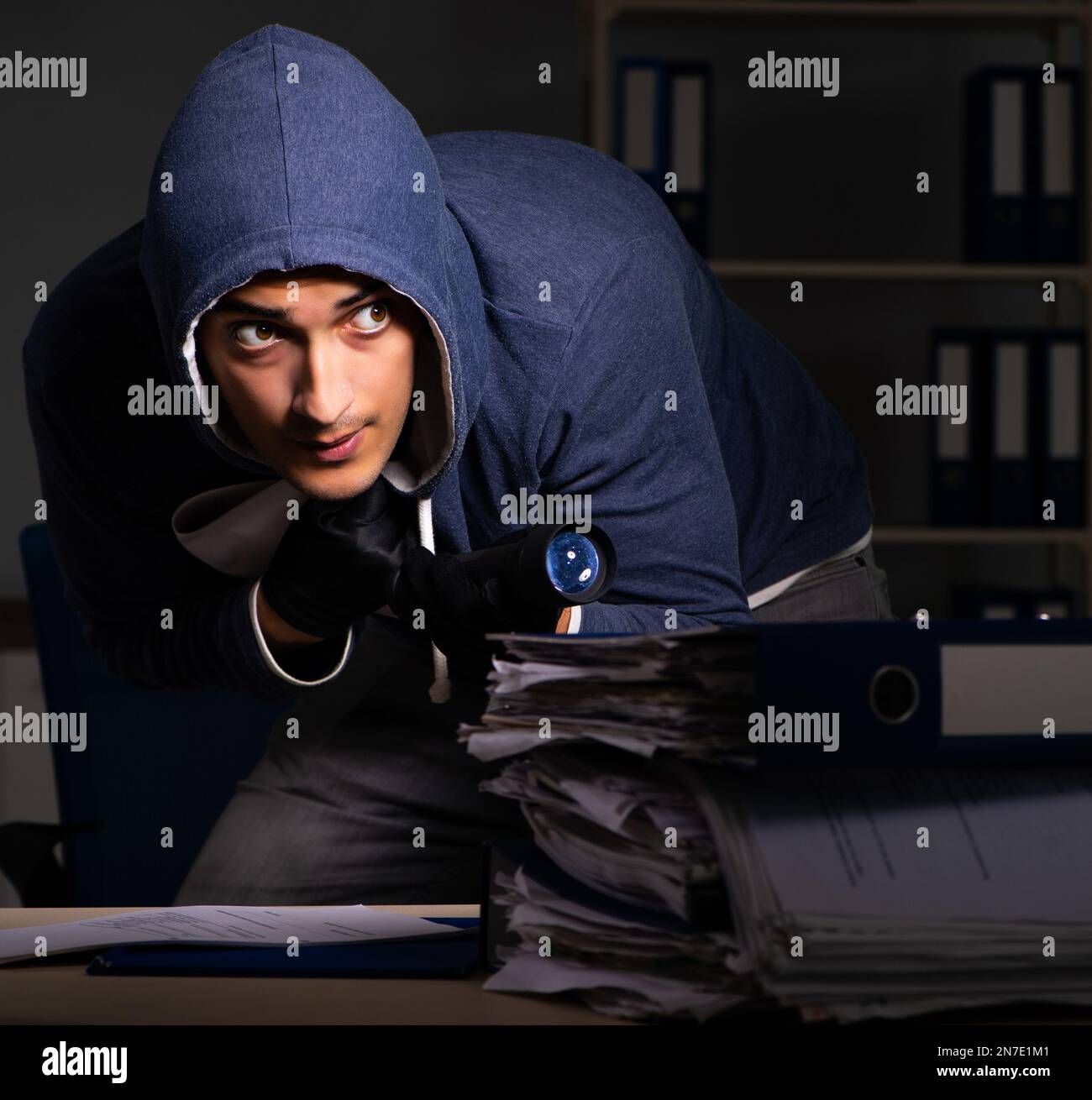 The thief trying to steal personal data in identity theft concept Stock ...