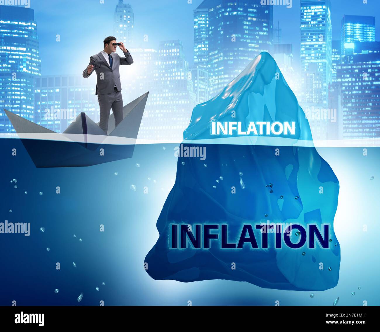 The businessman in inflation concept wih iceberg Stock Photo - Alamy