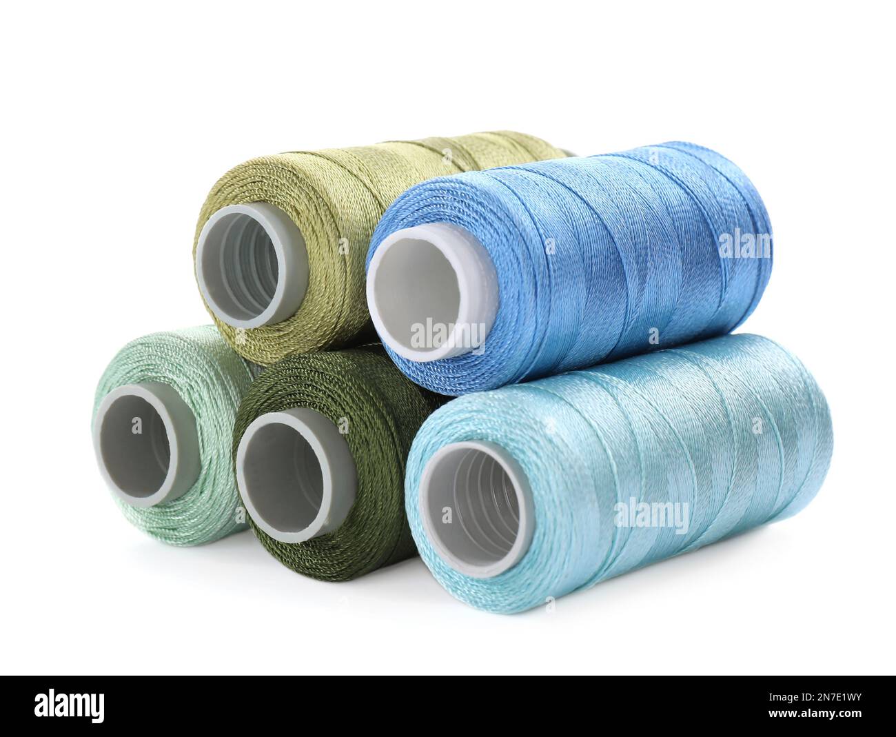 Set of colorful sewing threads on white background Stock Photo - Alamy