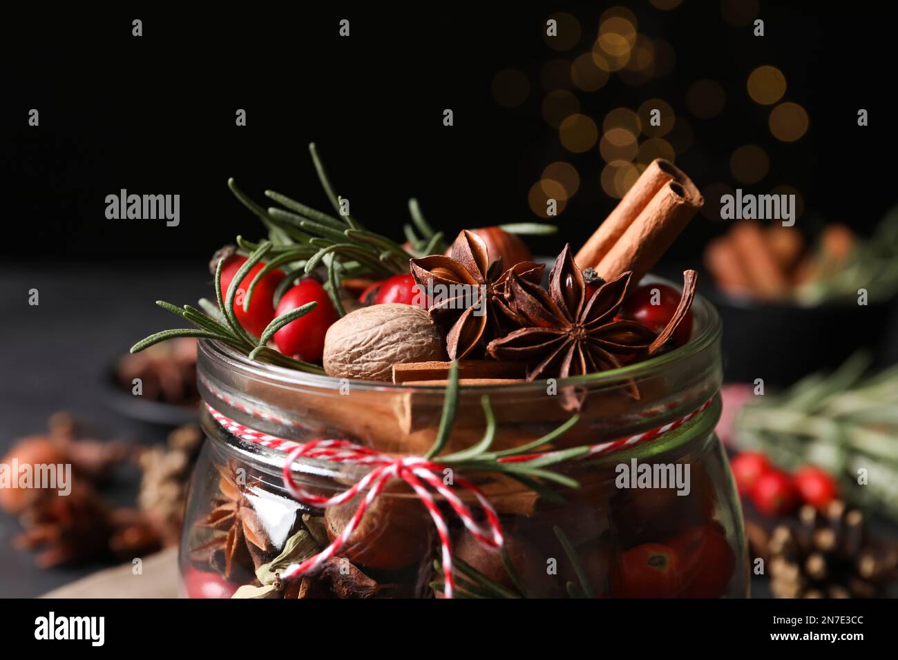 Aroma potpourri with different spices in jar, closeup view Stock Photo ...
