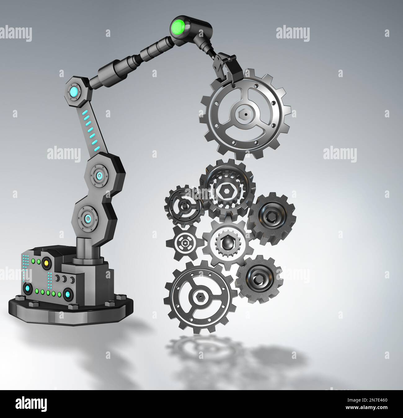 The robot putting cogwheels in connection Stock Photo - Alamy