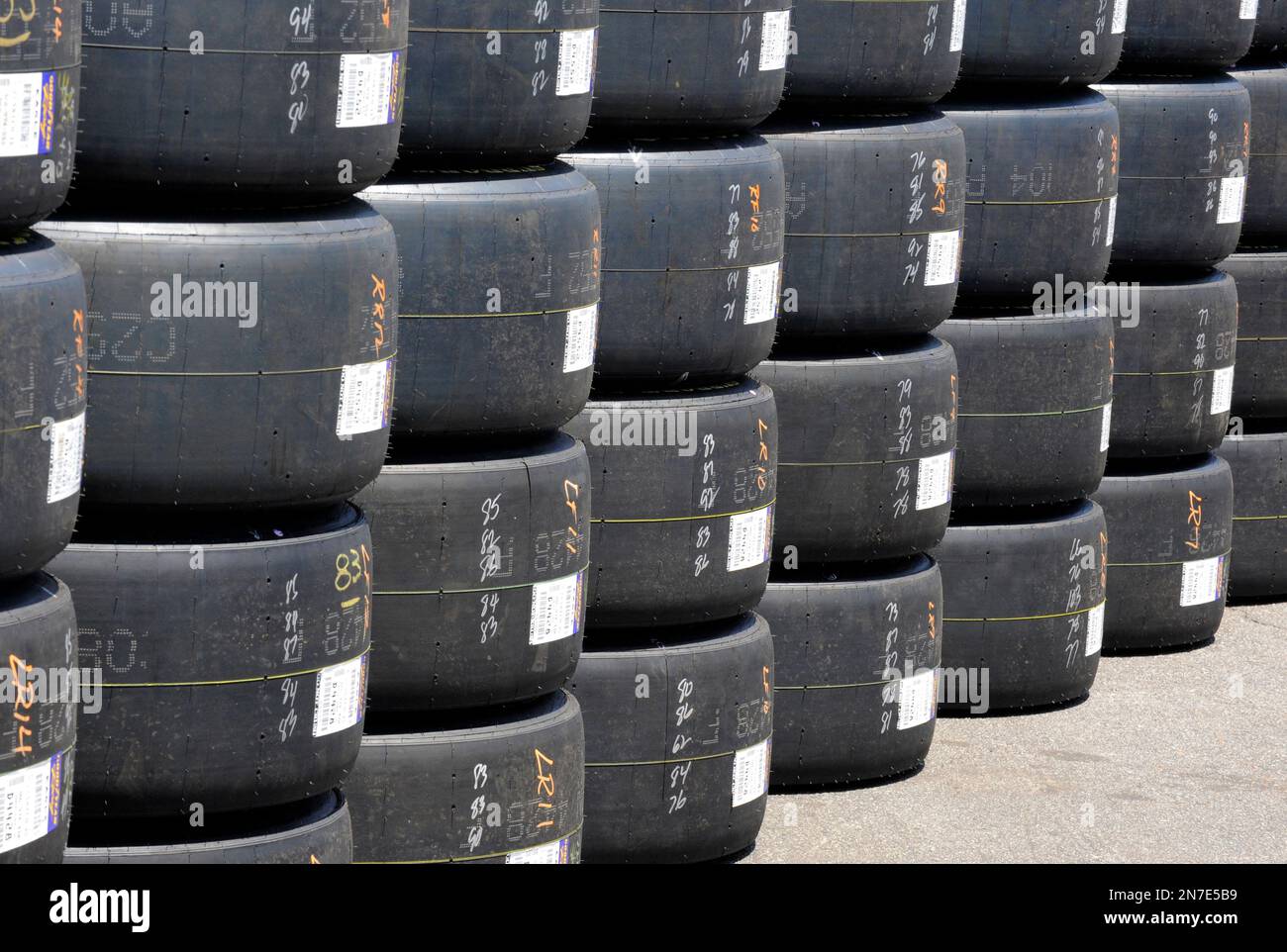 Goodyear racing tires are shown during practice for Sunday's NASCAR ...