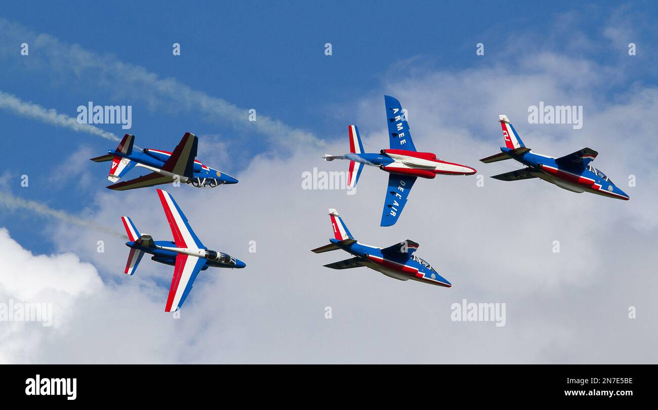 The French Aerobatic Team, Patrouile de France, performs during a two ...