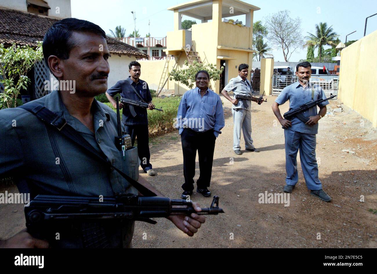 FILE – In this April 15, 2007 file photo, Mahendra Karma, center ...