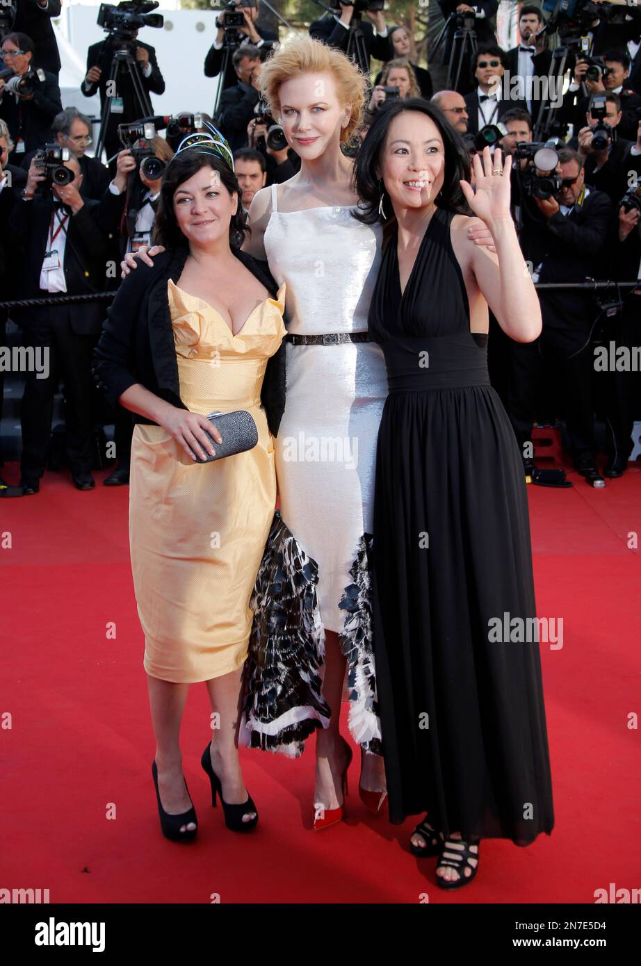From left, jury members, director Lynne Ramsay, actress Nicole Kidman ...