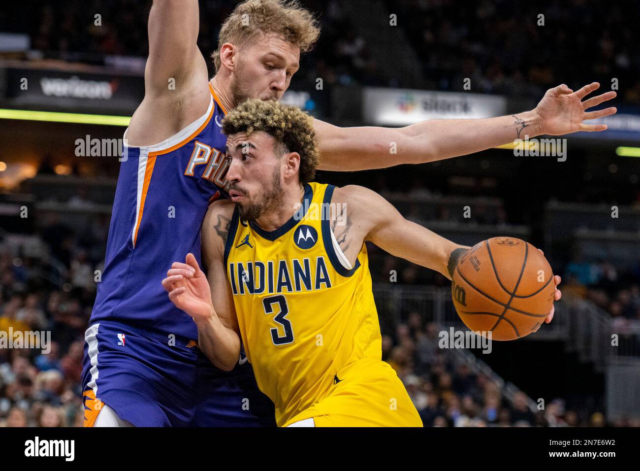 Indiana Pacers guard Chris Duarte (3) drives against Phoenix Suns ...