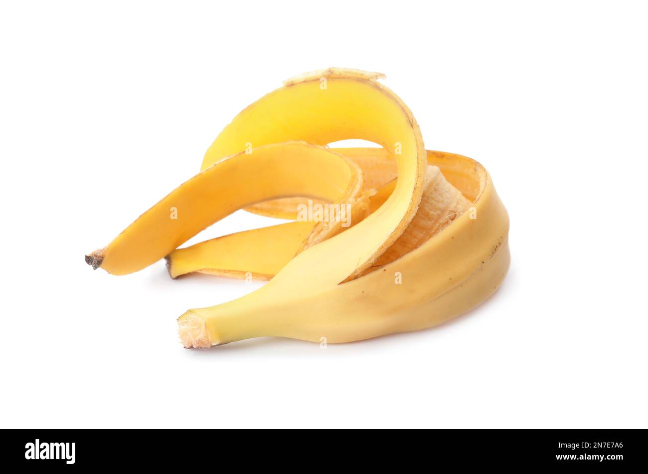 Banana peel on white background. Composting of organic waste Stock ...