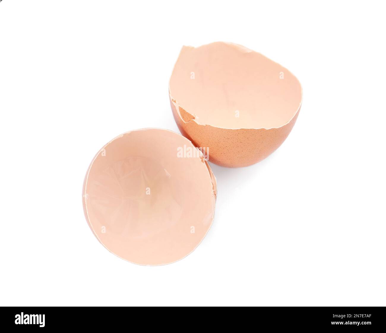 Egg shells on white background, top view. Composting of organic waste ...