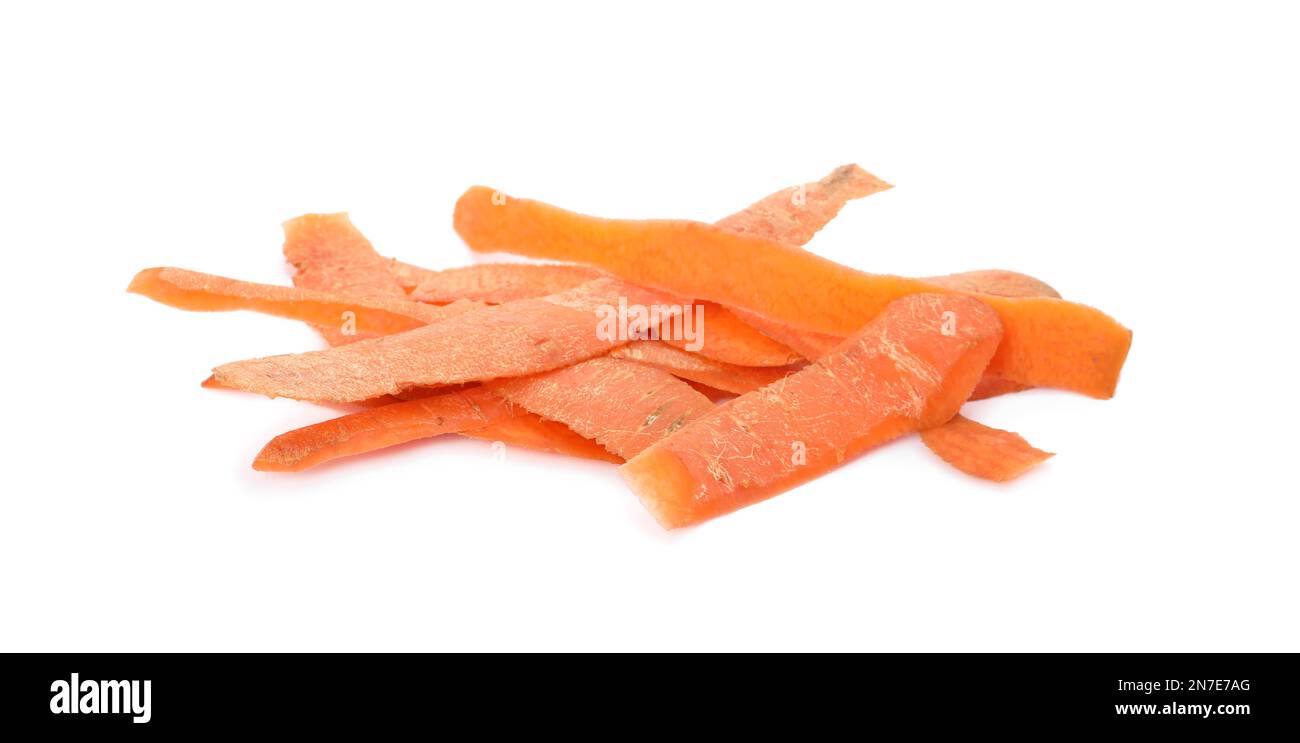 Carrot peel on white background. Composting of organic waste Stock ...
