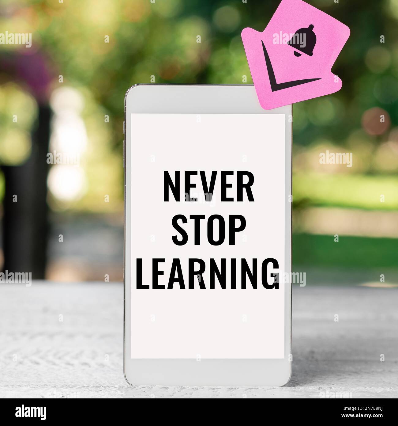 Inspiration showing sign Never Stop Learning. Concept meaning Continue ...