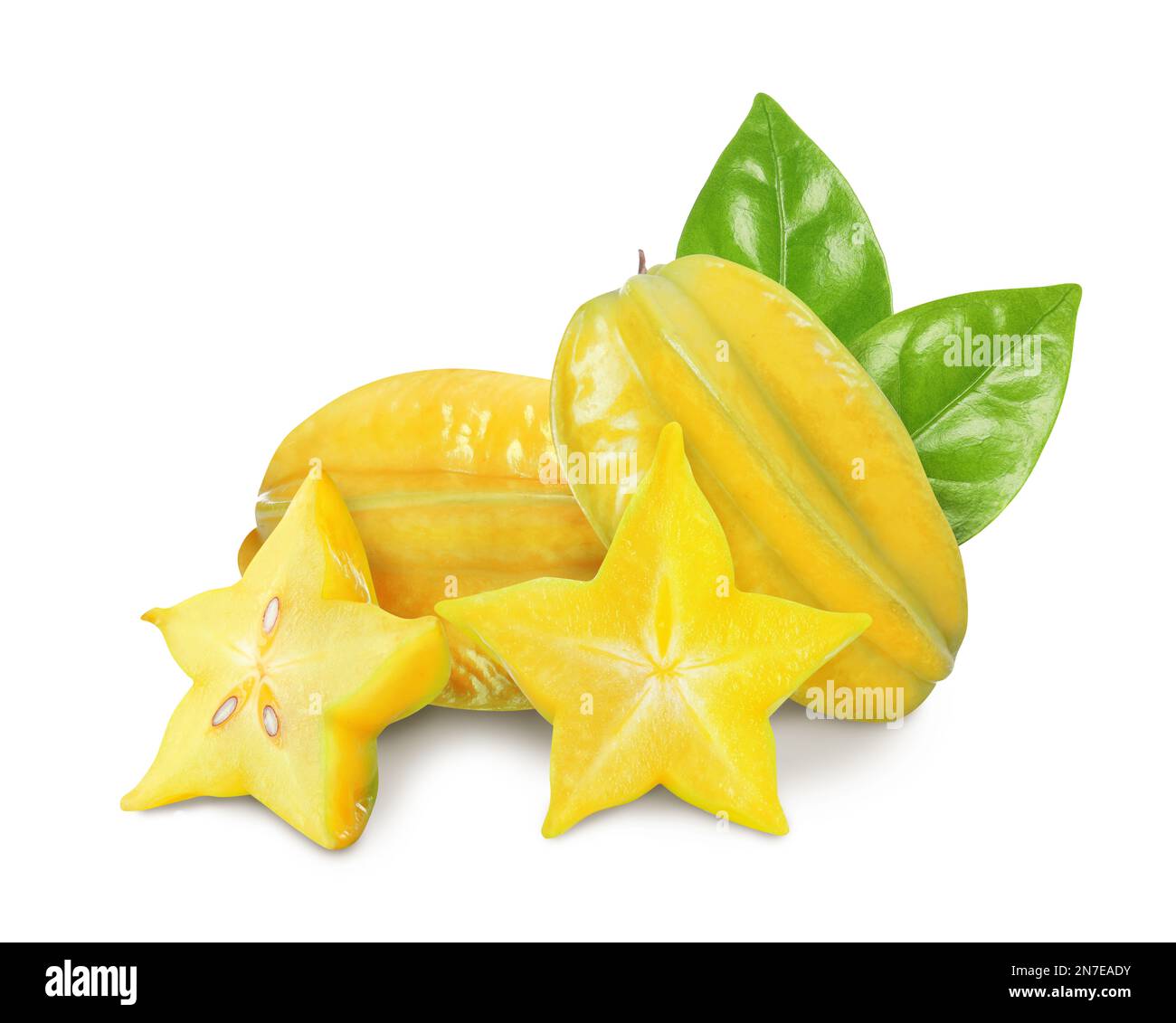 Delicious ripe carambola fruits on white background Stock Photo - Alamy