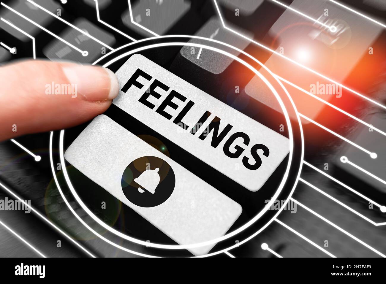 Hand writing sign Feelings. Business approach causing happy positive ...