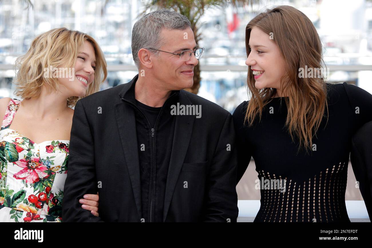 Actor Lea Seydoux, left, director Abdellatif Kechiche, centre, and ...
