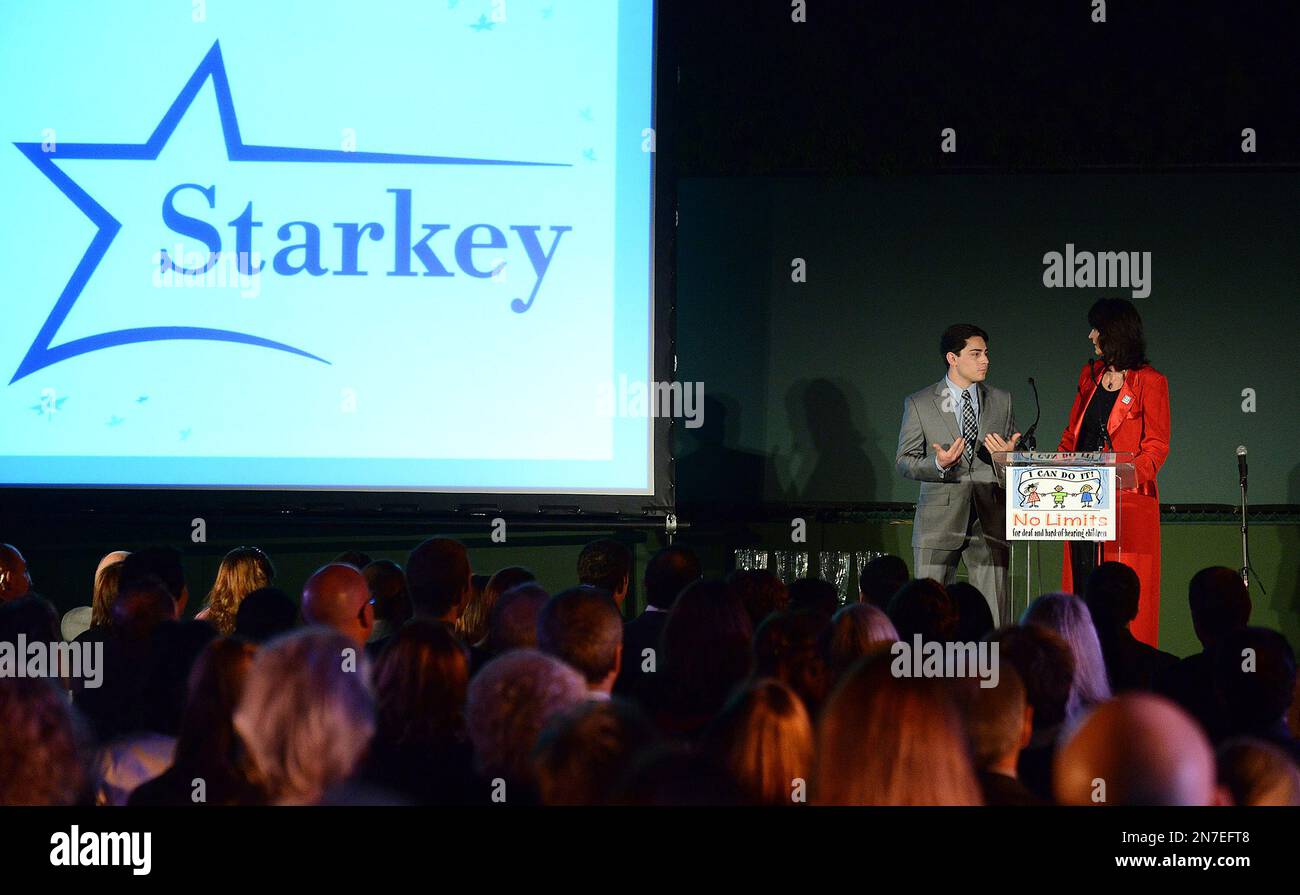 From left, Starkey, James Protopapa and Kathy Buckley attend An Evening ...