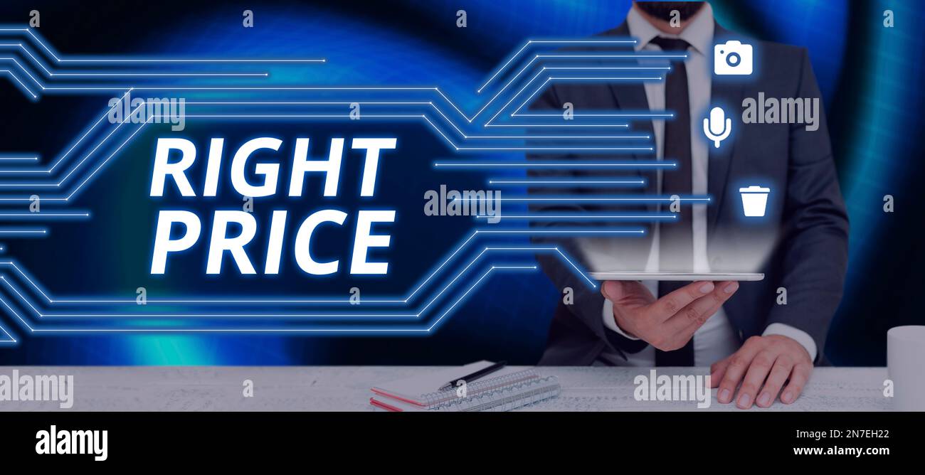 Text caption presenting Right Price. Word for the amount of money that ...
