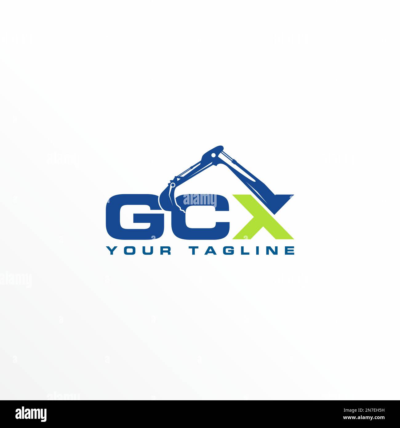 Combination letter or word GCX font with hand Excavator Heavy equipment ...